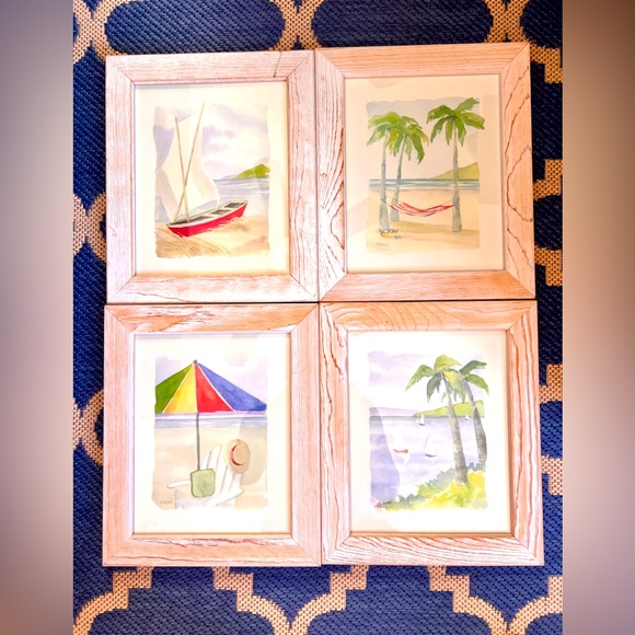 Art | 4 Used Beautiful Coastal Images In White Wash Frames | Poshmark